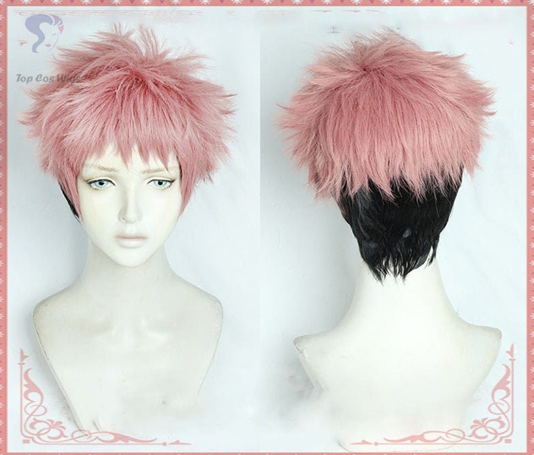 Yuji Itadori Cosplay Wig Pink Black Short Heat Resistant Wig - Etsy