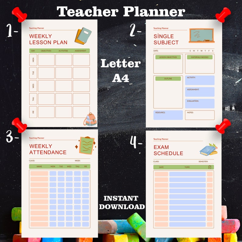 Printable Teacher Planner, Lesson Planner Printable, Teaching Notebook ...