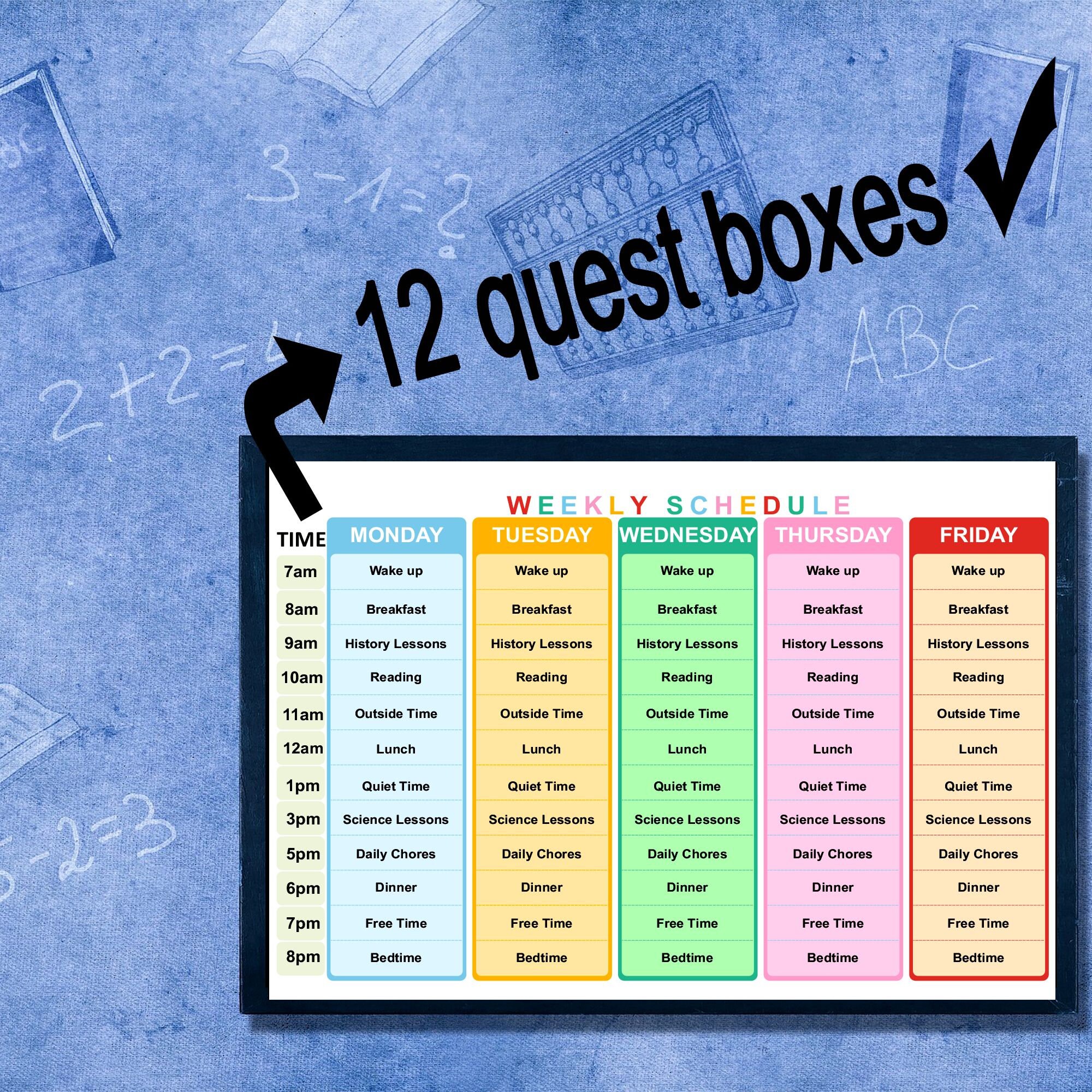 Homeschool Planner, Weekly Daily Chore Chart for Kids, Printable Visual ...