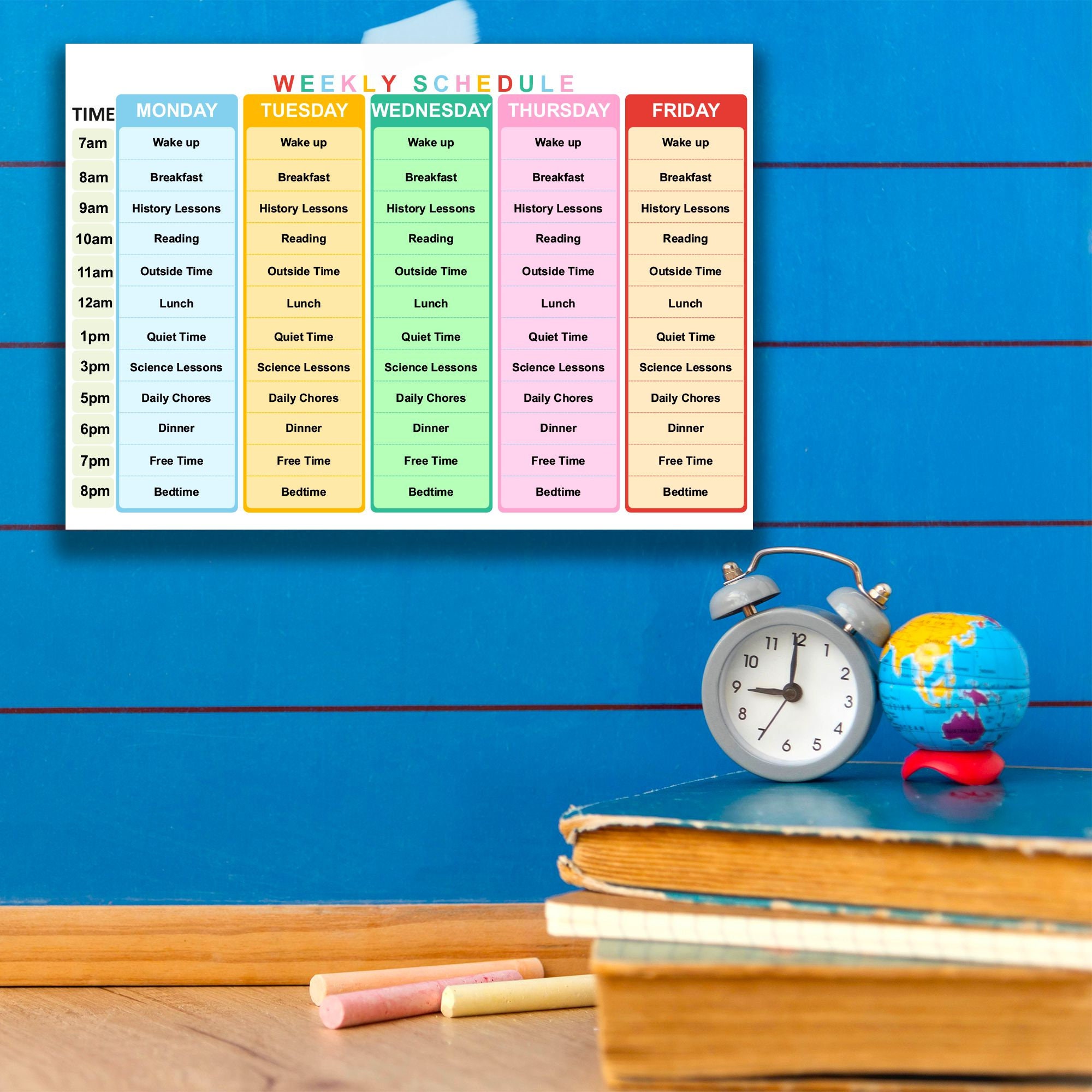 Homeschool Planner, Weekly Daily Chore Chart for Kids, Printable Visual ...