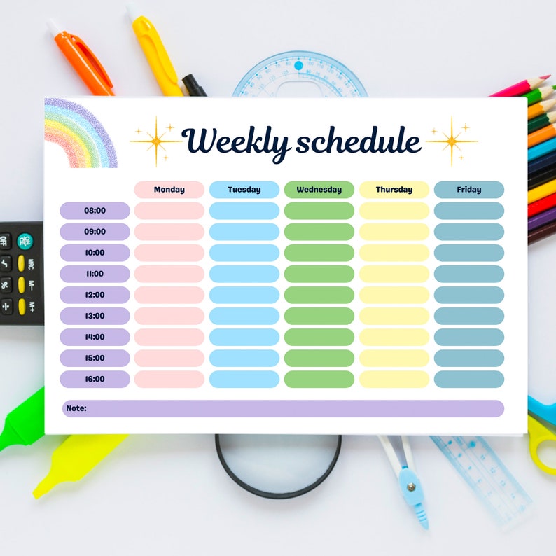 Kids Weekly Schedule and to Do List, Printable Daily Weekly Planner for ...