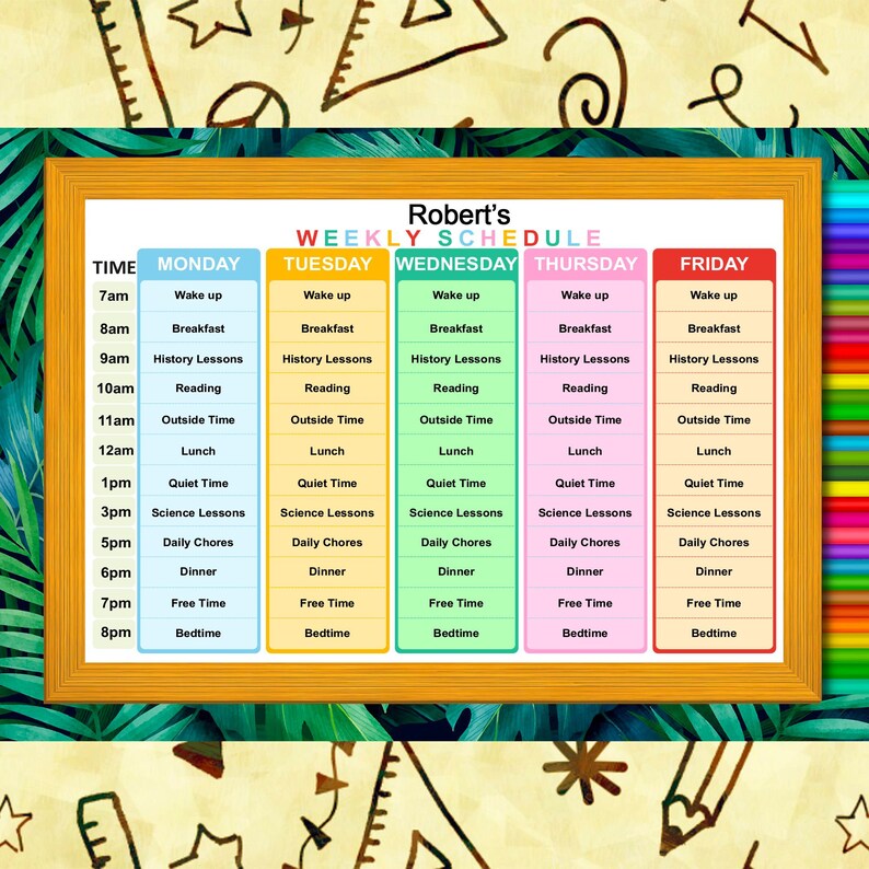 Homeschool Planner, Weekly Daily Chore Chart for Kids, Printable Visual ...
