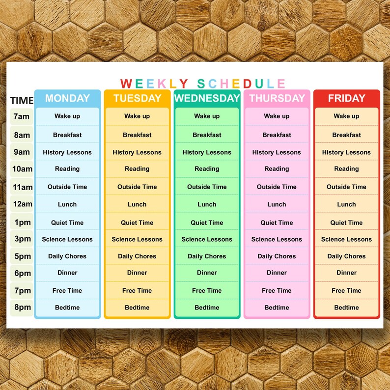 Homeschool Planner, Weekly Daily Chore Chart for Kids, Printable Visual ...