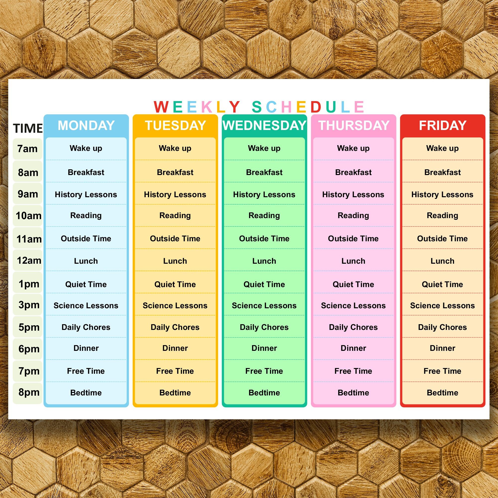 Homeschool Planner, Weekly Daily Chore Chart for Kids, Printable Visual ...