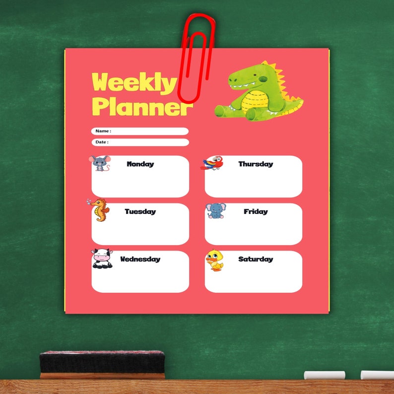 Weekly Kids Calendar, Printable Visual Schedule, Perpetual Calendar ...