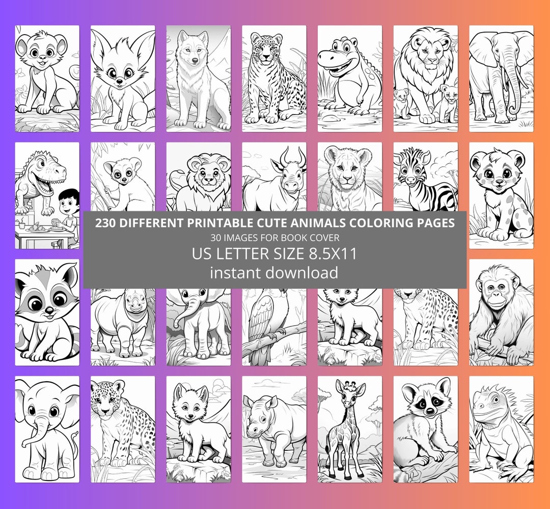 230 Cute Animals Coloring Pages for Kids, 30 Colourful Book Covers ...