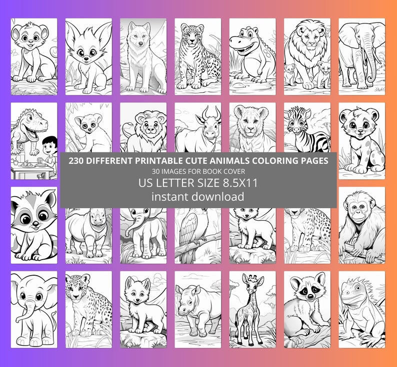 230 Cute Animals Coloring Pages for Kids, 30 Colourful Book Covers ...