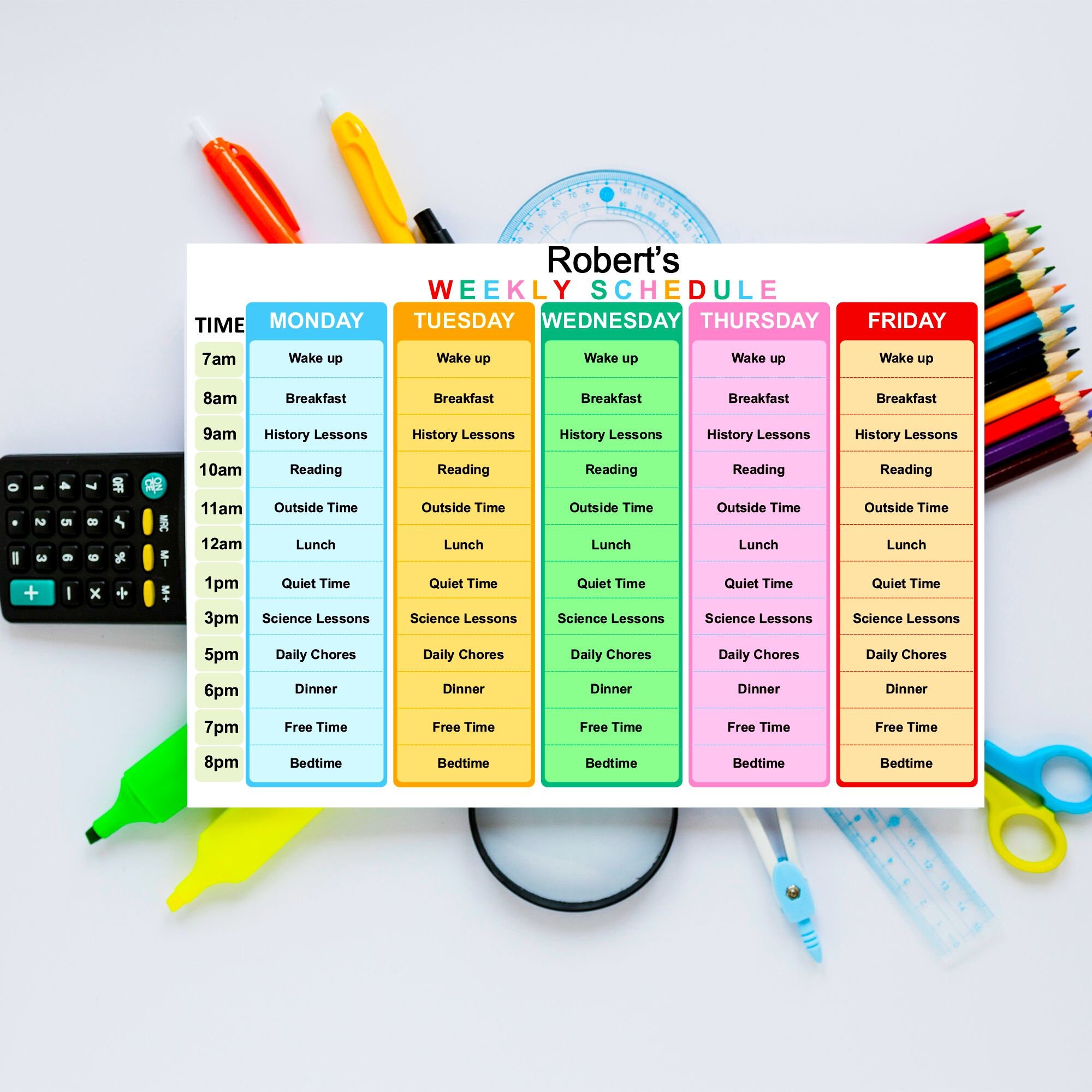 Homeschool Planner, Weekly Daily Chore Chart for Kids, Printable Visual ...