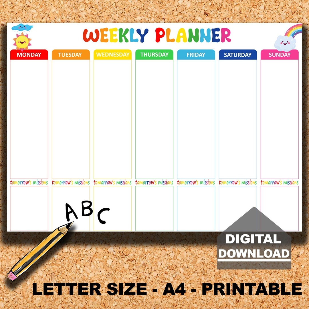 Visual Schedule for Kids, Chore Chart Printable, Routine Chart, Weekly ...