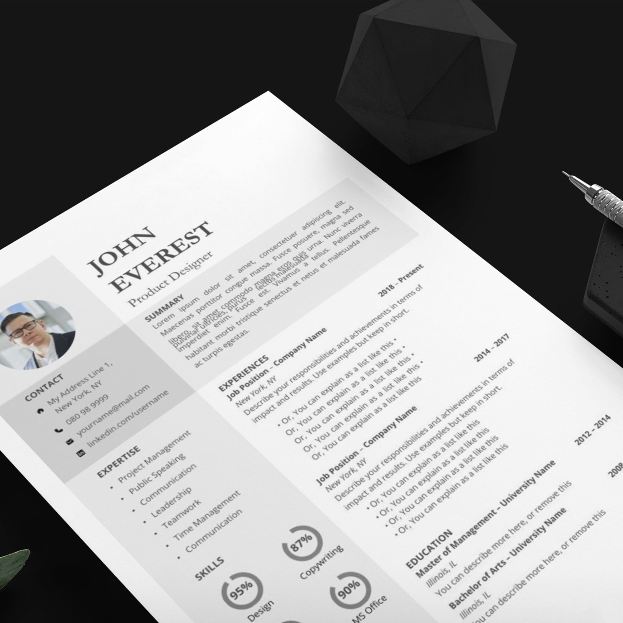 Modern Professional Resume Template for Google Docs, Microsoft Word ...