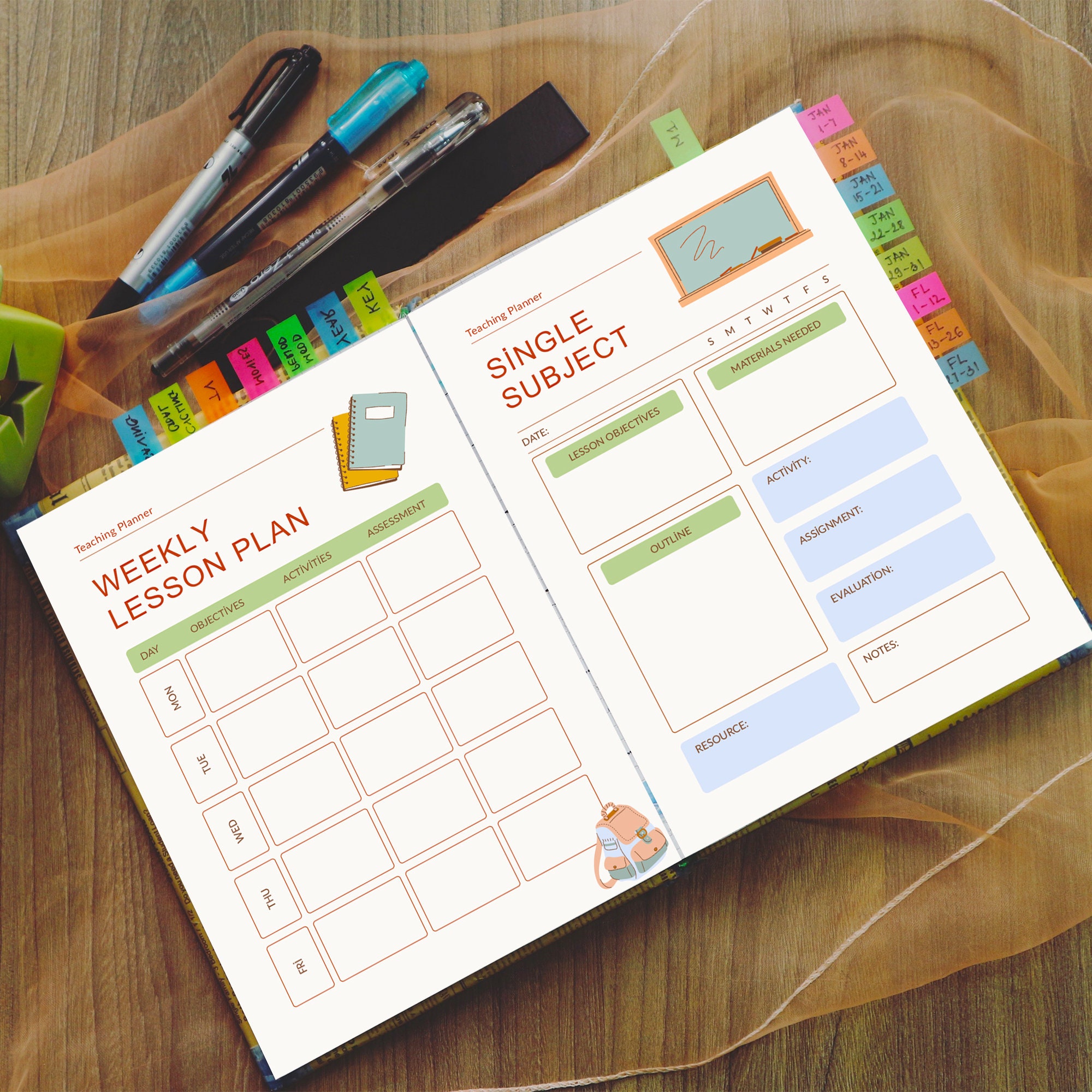 Printable Teacher Planner, Lesson Planner Printable, Teaching Notebook ...