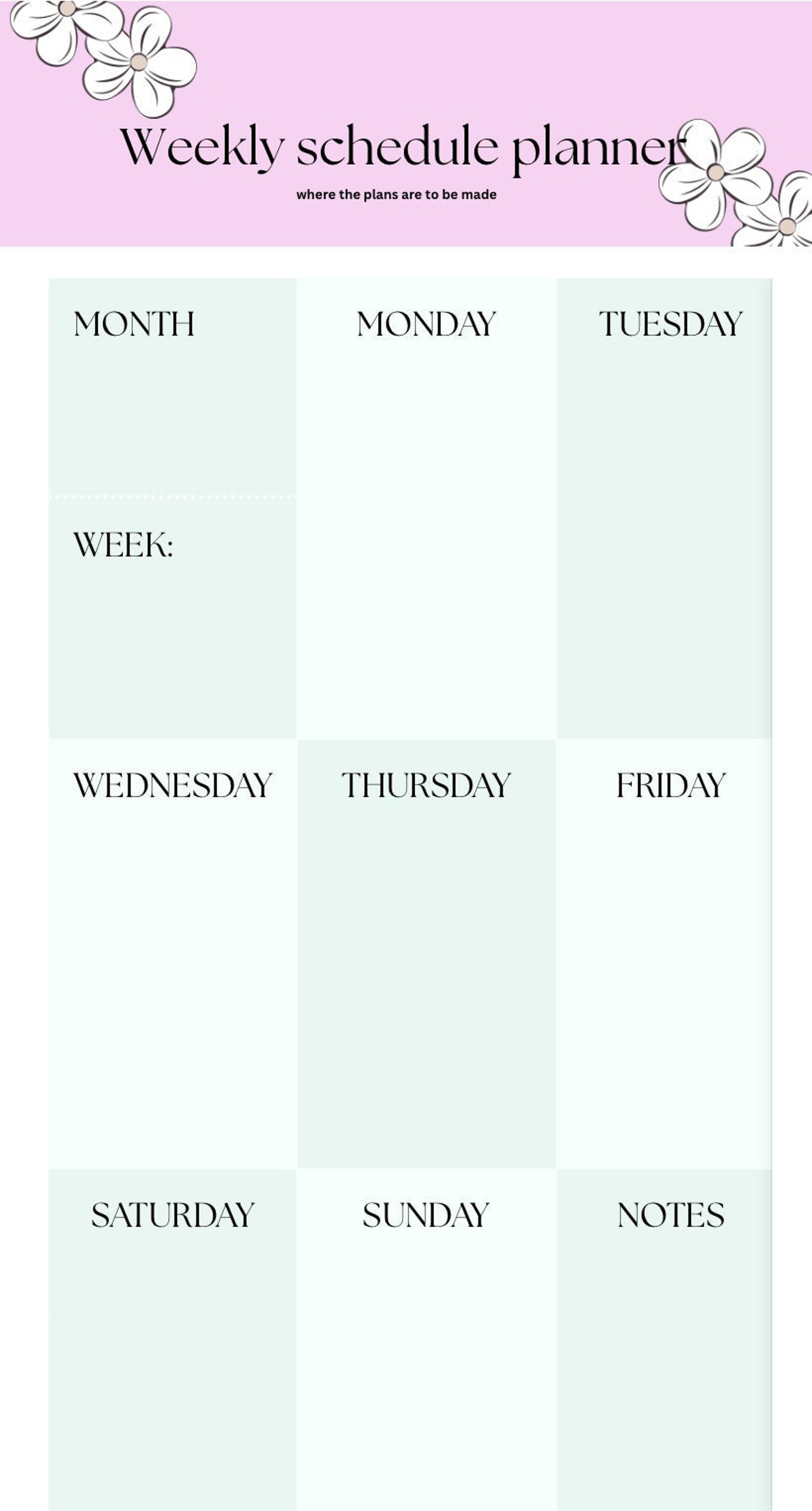 Digital Weekly Schedule Planner - Etsy