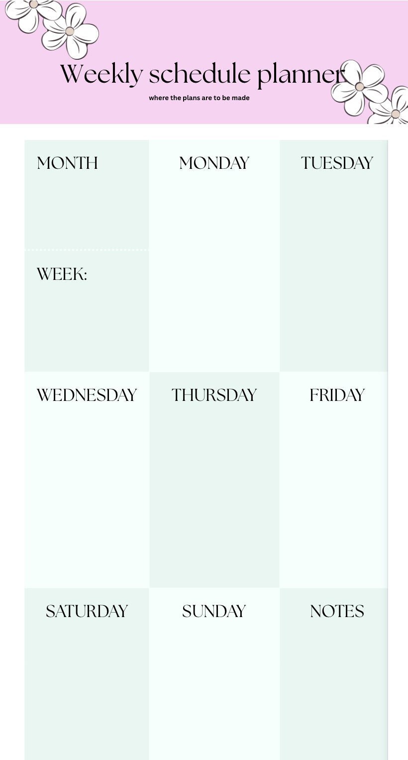 Digital Weekly Schedule Planner - Etsy
