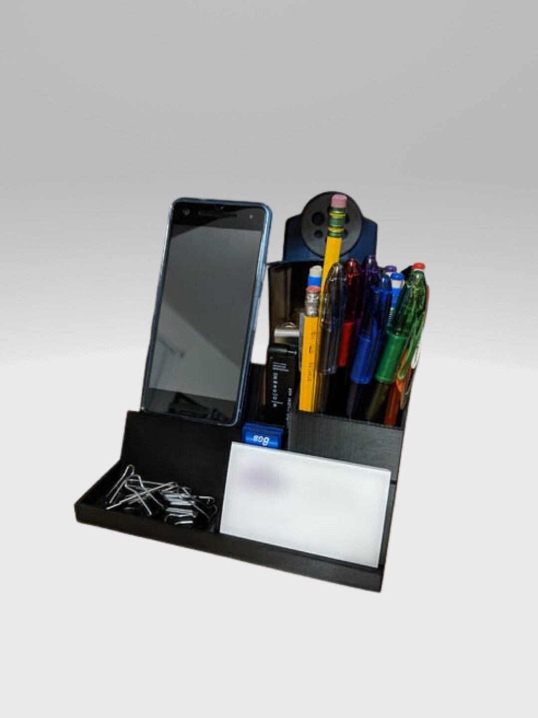 Desktop Organizer With Phone Stand, Business Card Holder and USB/SD ...