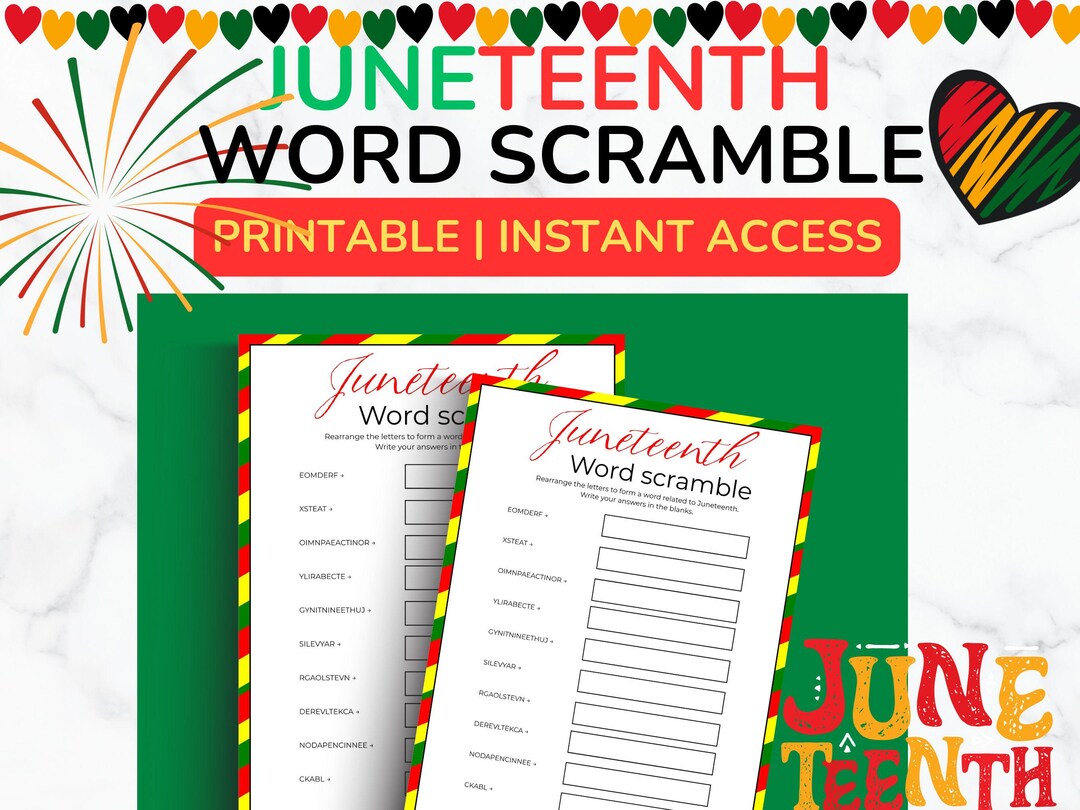Juneteenth Word Scramble Game, Printable Black History Activity for ...
