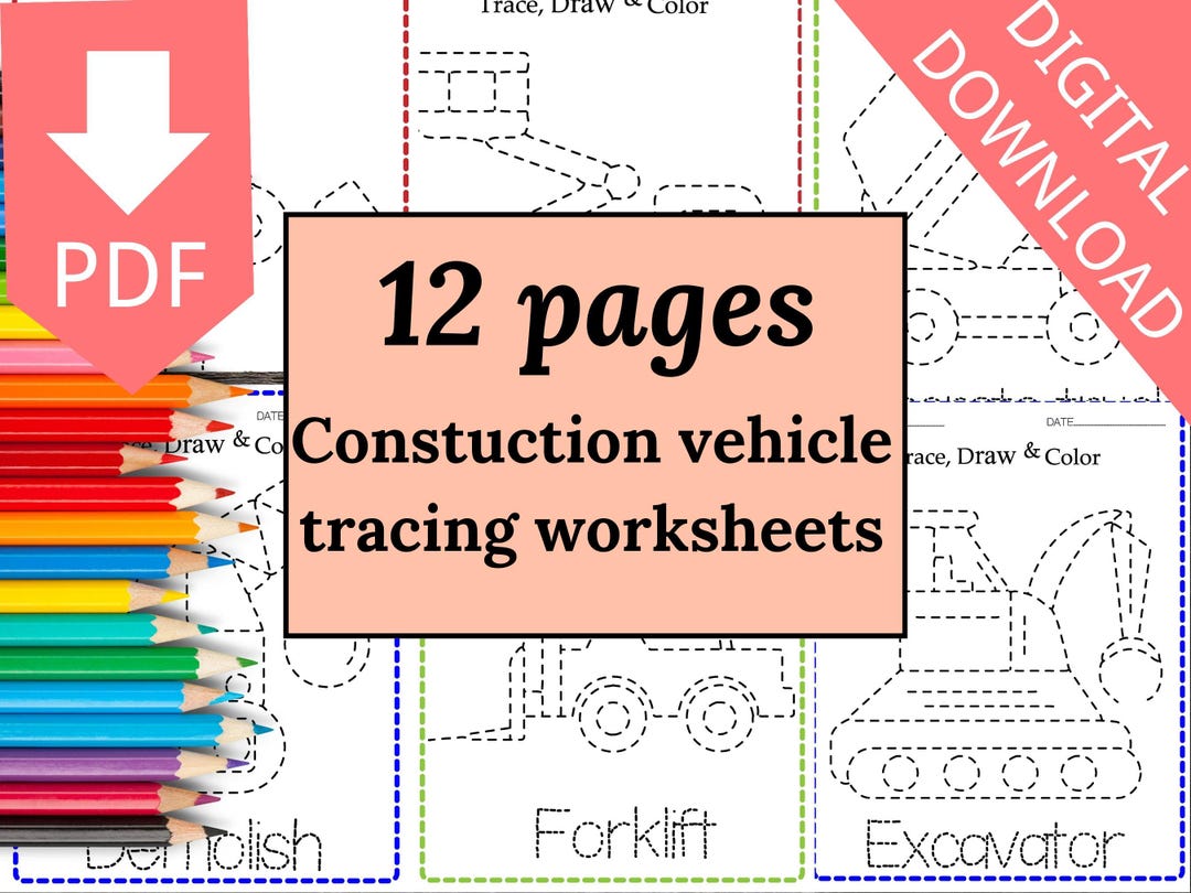 Construction Vehicle Tracing and Coloring Pages,truck and Digger ...