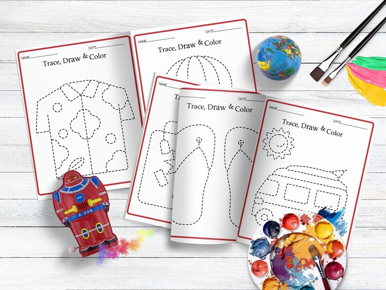 Summer Tracing and Coloring Worksheets, 15 Fun Activity Pages ...
