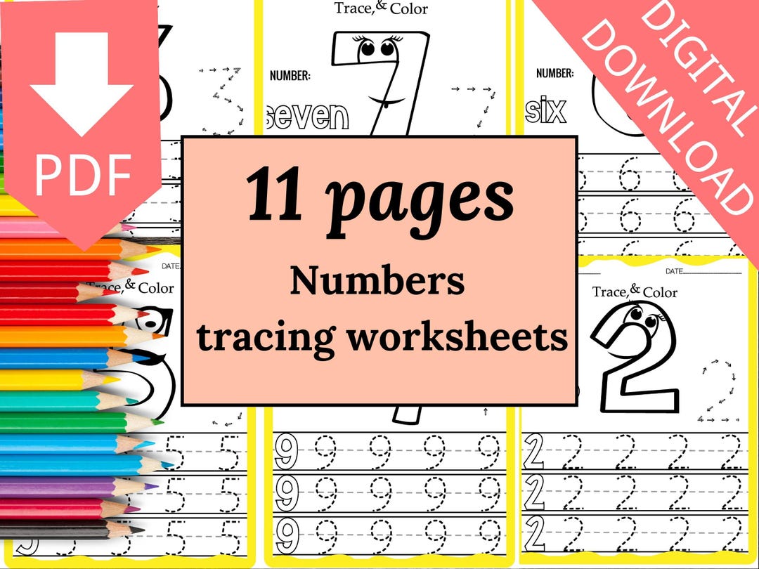 Number Tracing & Coloring Pages | Fun Preschool Math Activity | 0-9 ...