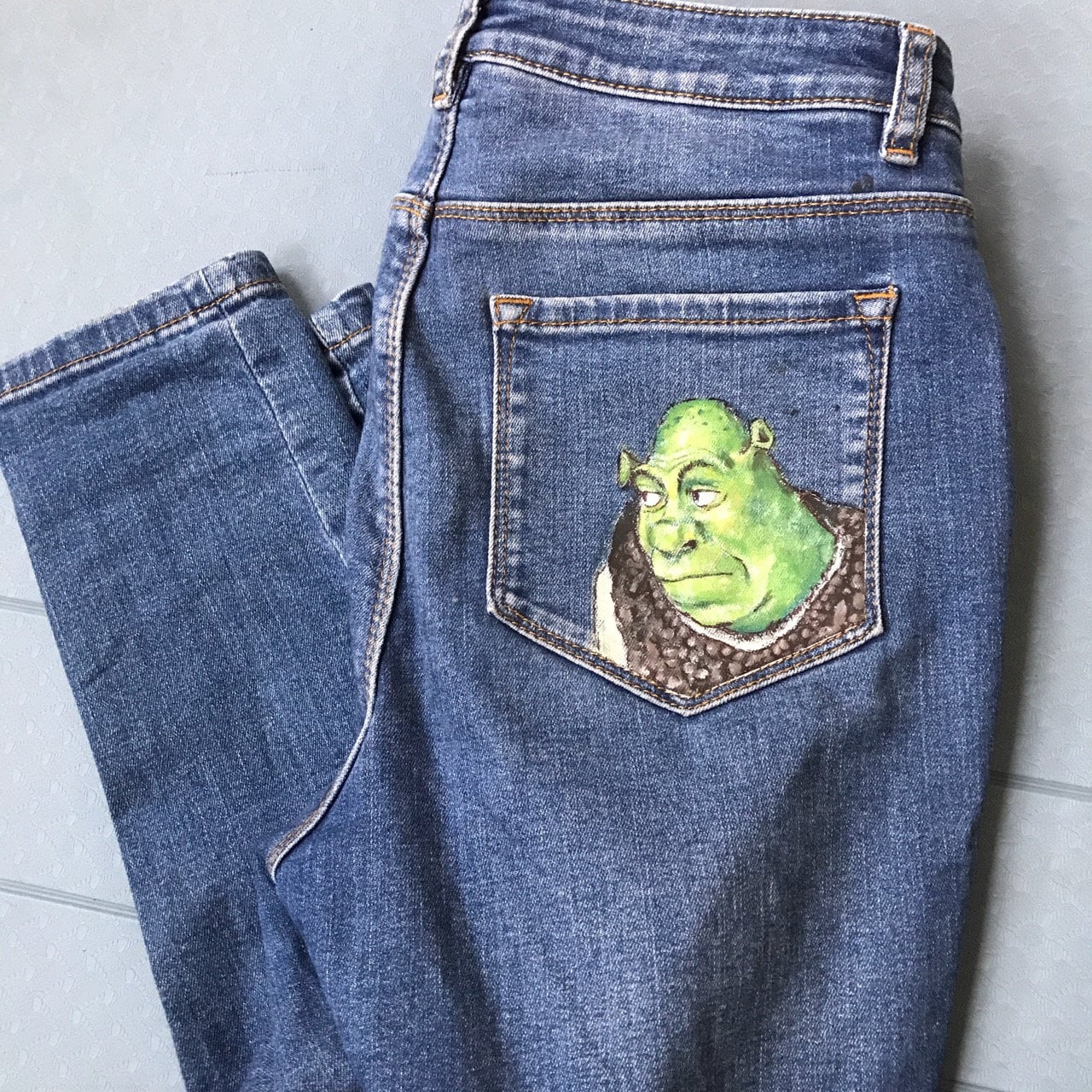 Shrek Hand Painted Meme Jeans - Etsy