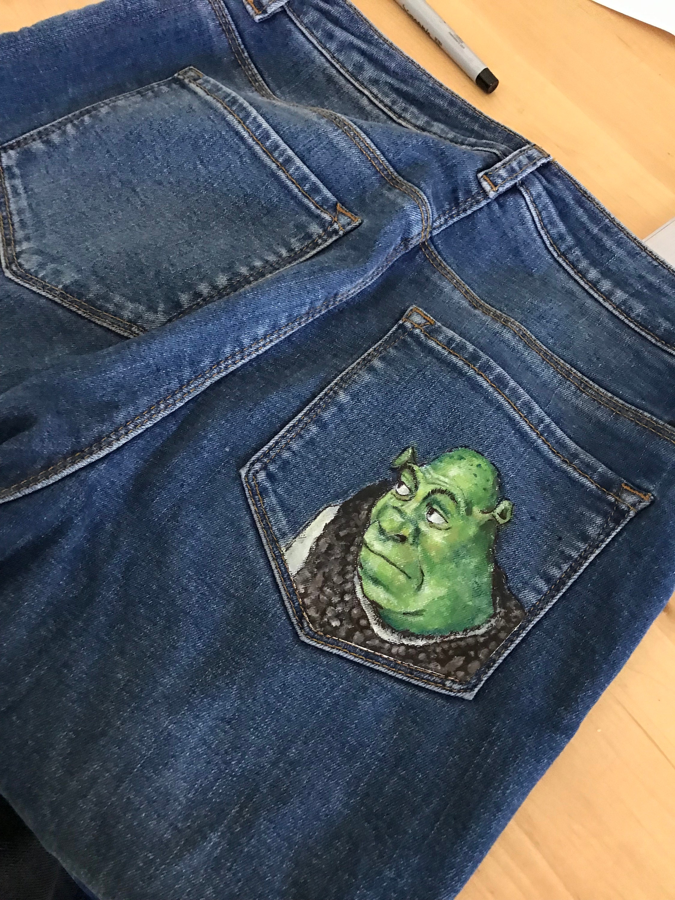Shrek Hand Painted Meme Jeans - Etsy
