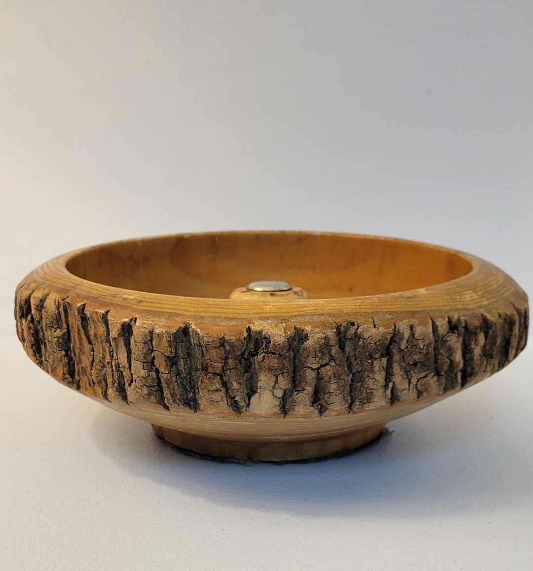 Vintage MCM Ellwood Rusticware Raw Wood Bark Nut Bowl on Pedestal No Picks/cracker - Etsy
