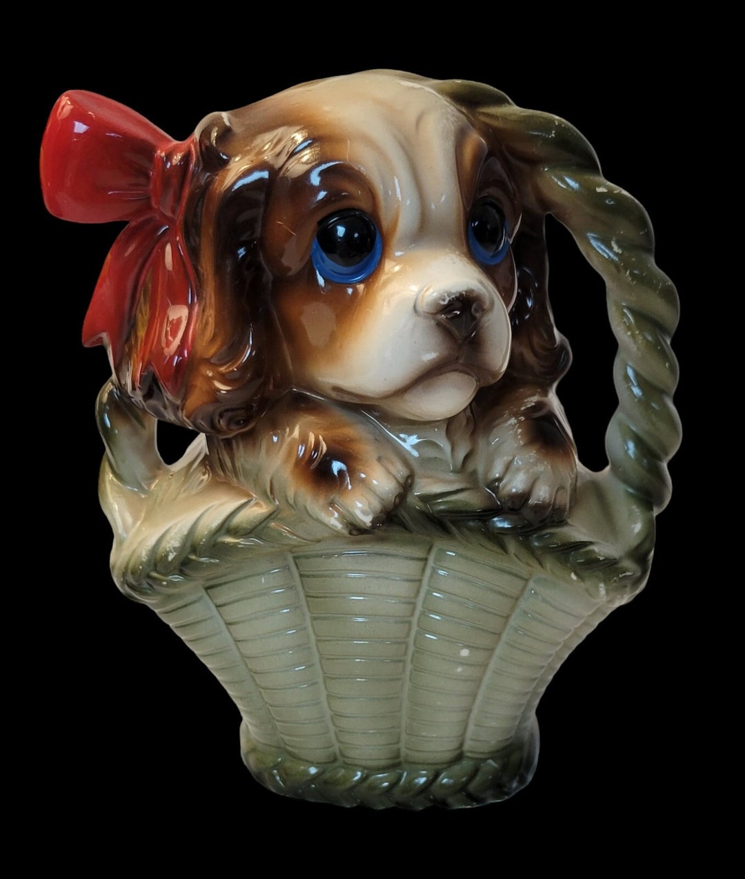 Vintage 1950s? Ceramic Puppy Dog in Basket Piggy Bank Norleans Japan - Etsy