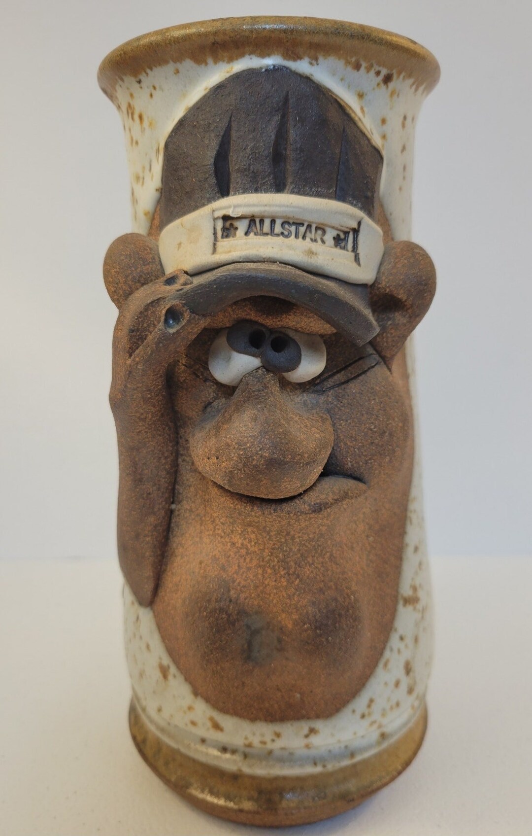 Large VTG 1980 Mahon Pottery Ugly Face 3D Stein Tankard "allstar" 8.5"h ...