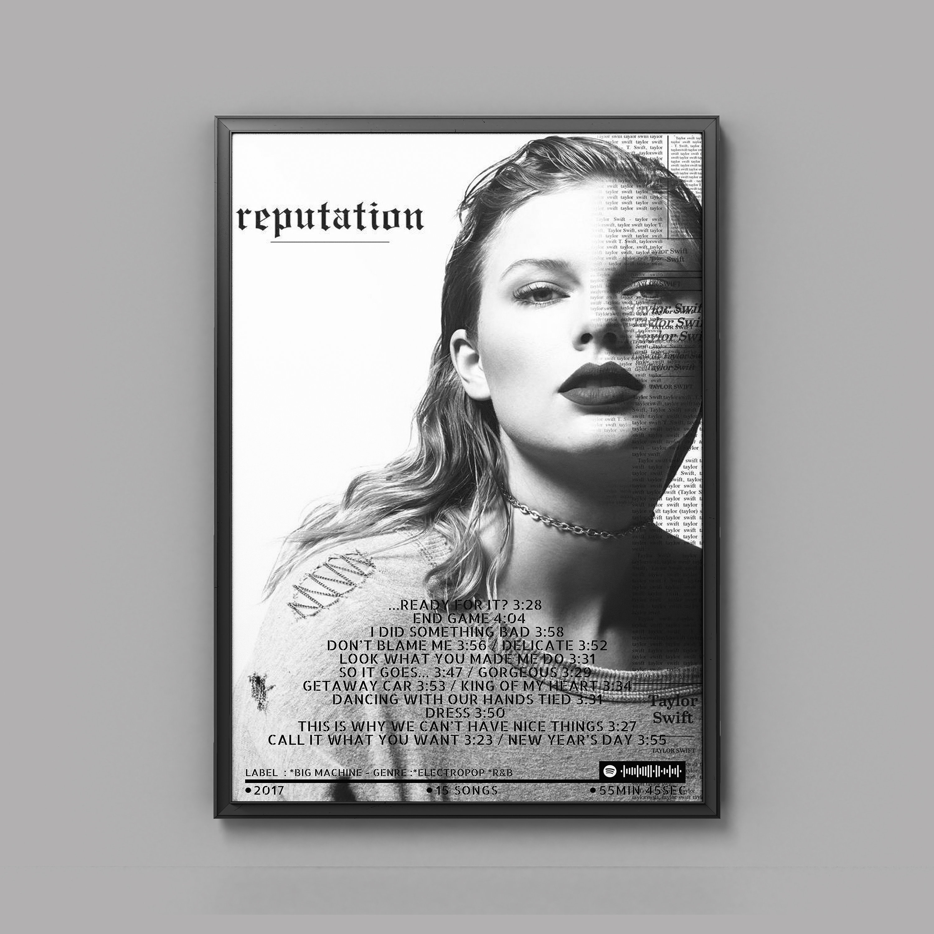 Taylor Swift Reputation Album Poster Pop Music Wall Art - Etsy