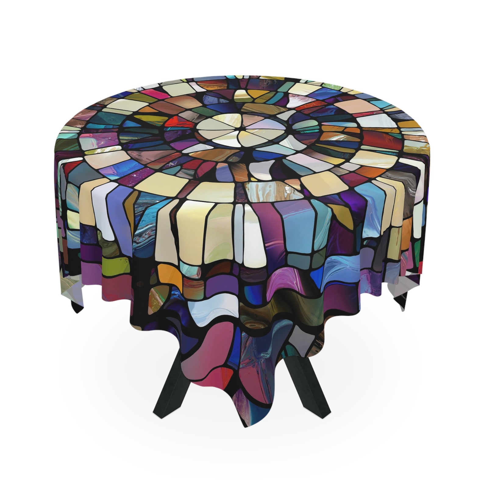 Stunning Stained Glass Pattern Tablecloth: Kaleidoscope of Colors ...