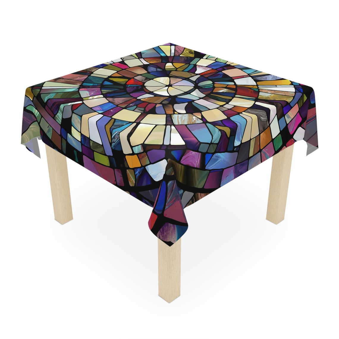 Stunning Stained Glass Pattern Tablecloth: Kaleidoscope of Colors ...