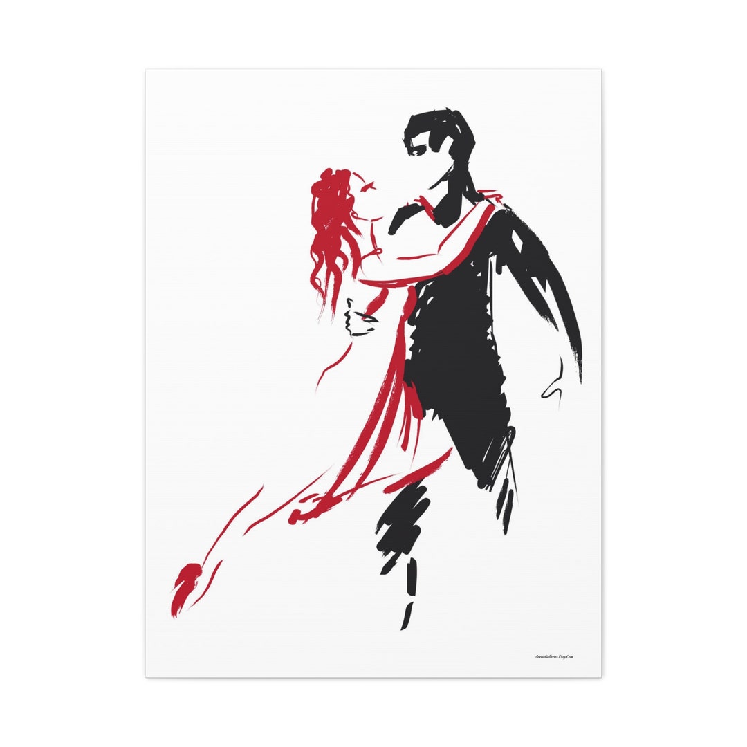 Passionate Tango Dance: Abstract Art Print on Stretched Matte Canvas, 1 ...