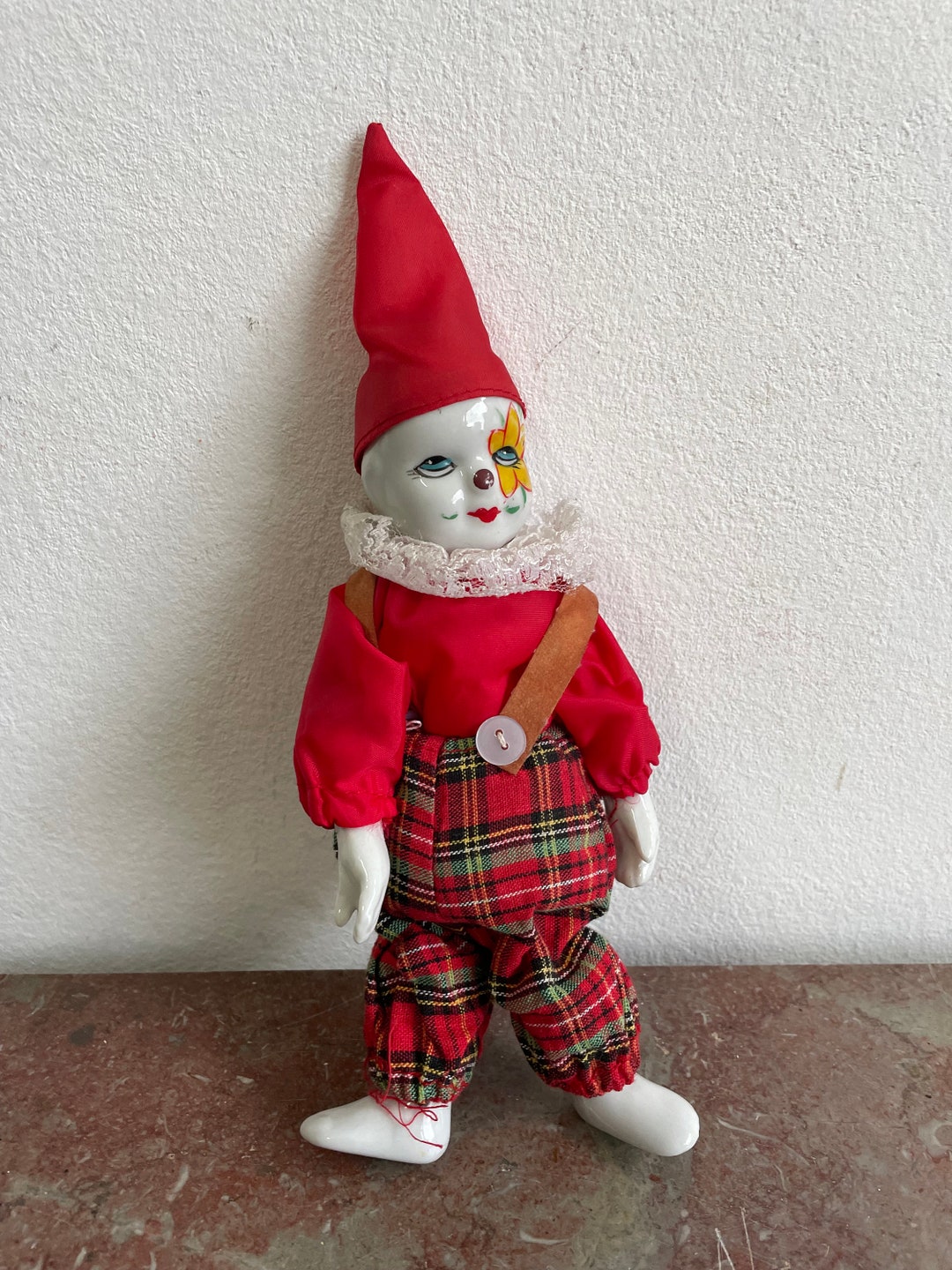 Pierrot 23 Cm / 10. Head, Feet and Hands Made of Ceramic. Movable Arms ...