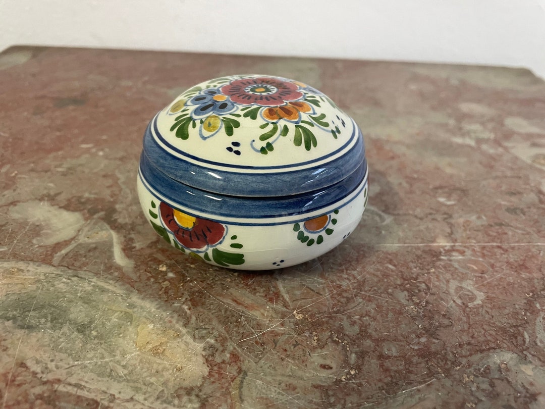 Polychrome Delft Holland Jewelry Box Lid Box Ceramic Earthenware ...