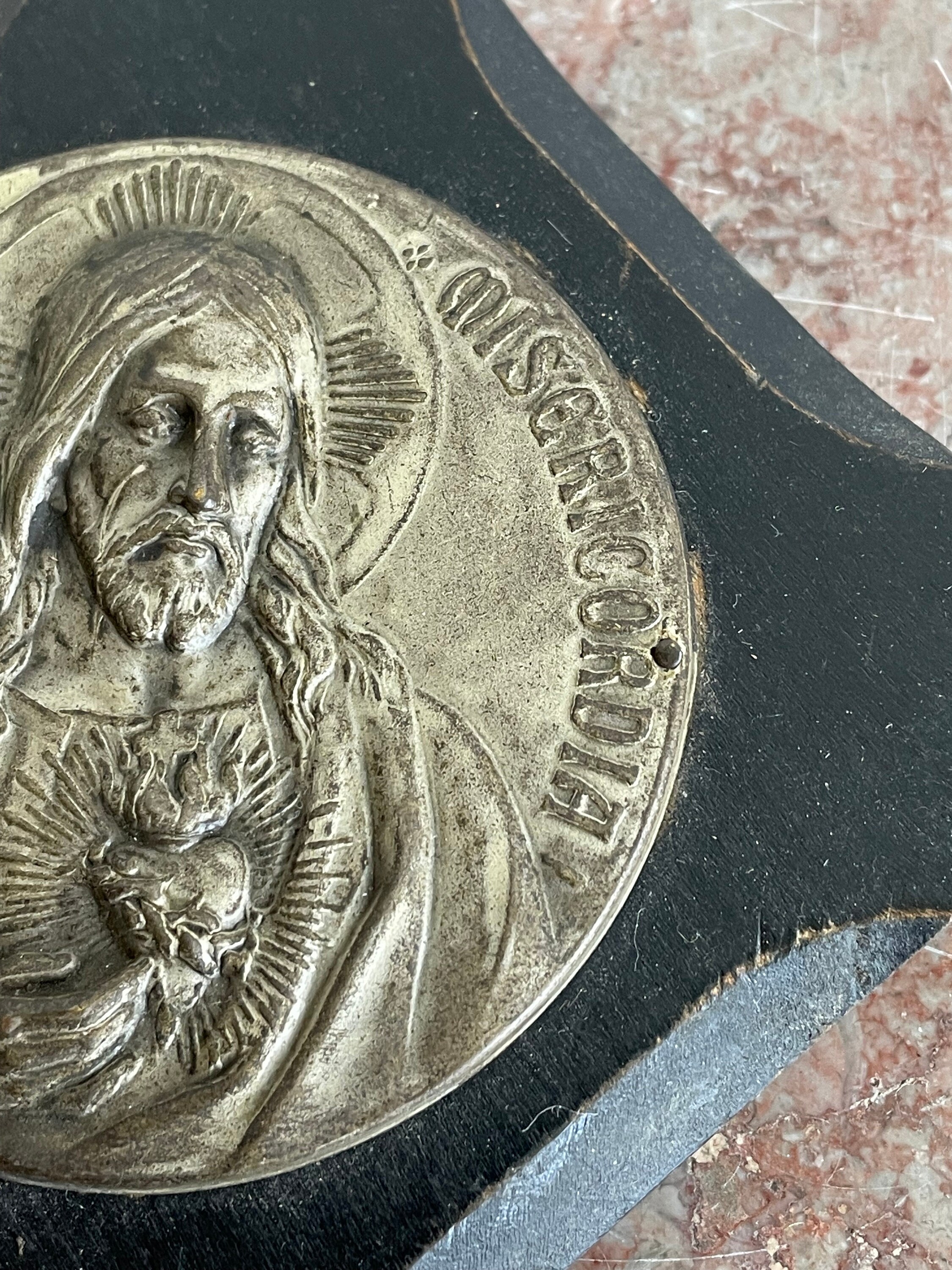 Wooden Shield O Mi Jesu Misericordia Plaque 9x9 Cm Brass on Wood - Etsy