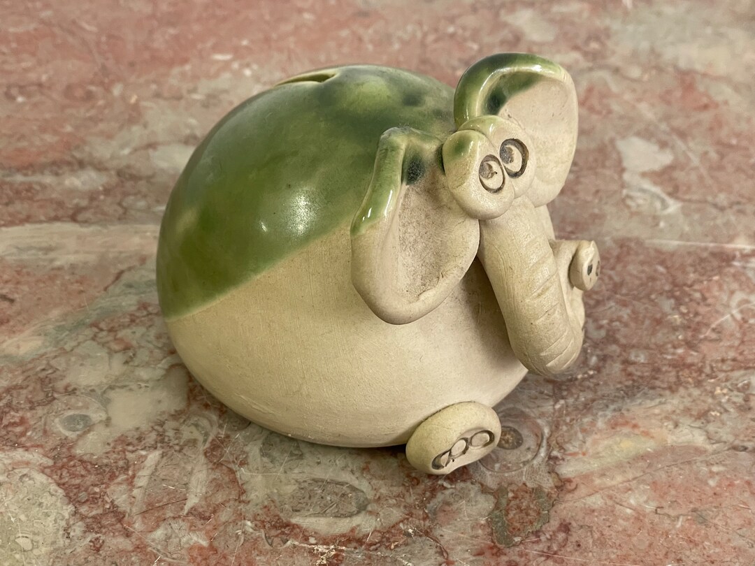 Money Box Handmade Clay Earthenware Glazed Elephant Money Box Approx. 8 ...