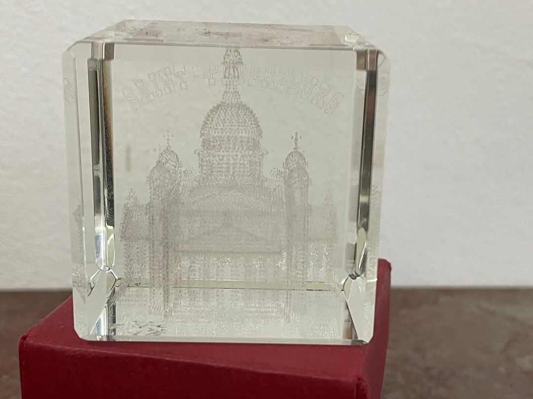 Crystal Paperweight With Lasered St. Petersburg Cathedral - Etsy