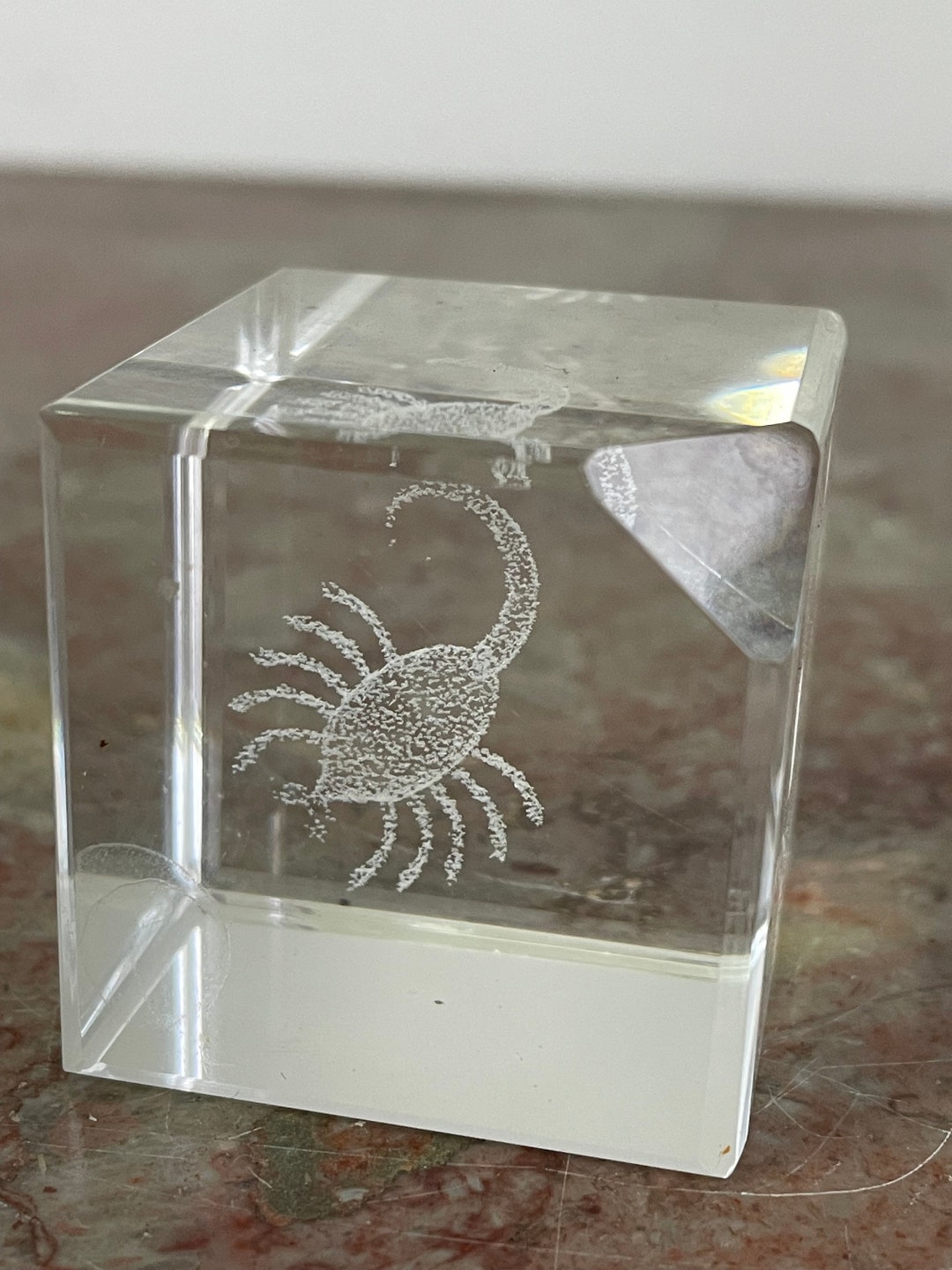 Crystal Paperweight With Lasered Zodiac Sign Cancer. Zodiac Sign Cancer ...