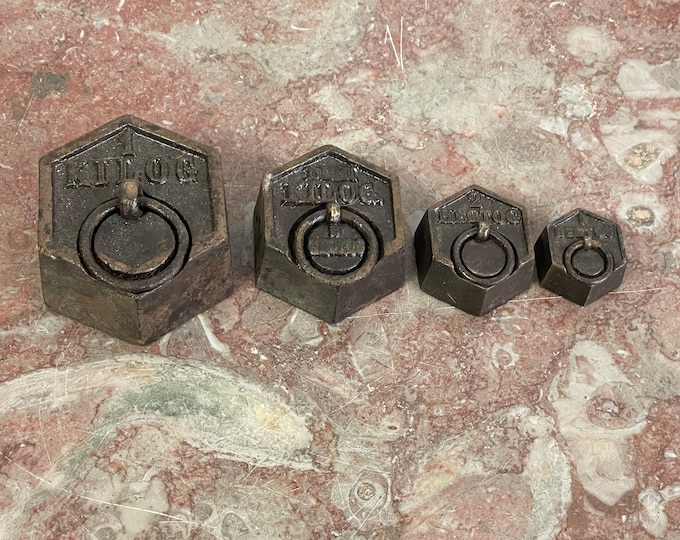Set/4 French Weights Hexagonal - 1 Kg - Demi Kilo G - 2 Hecto G - 1 ...