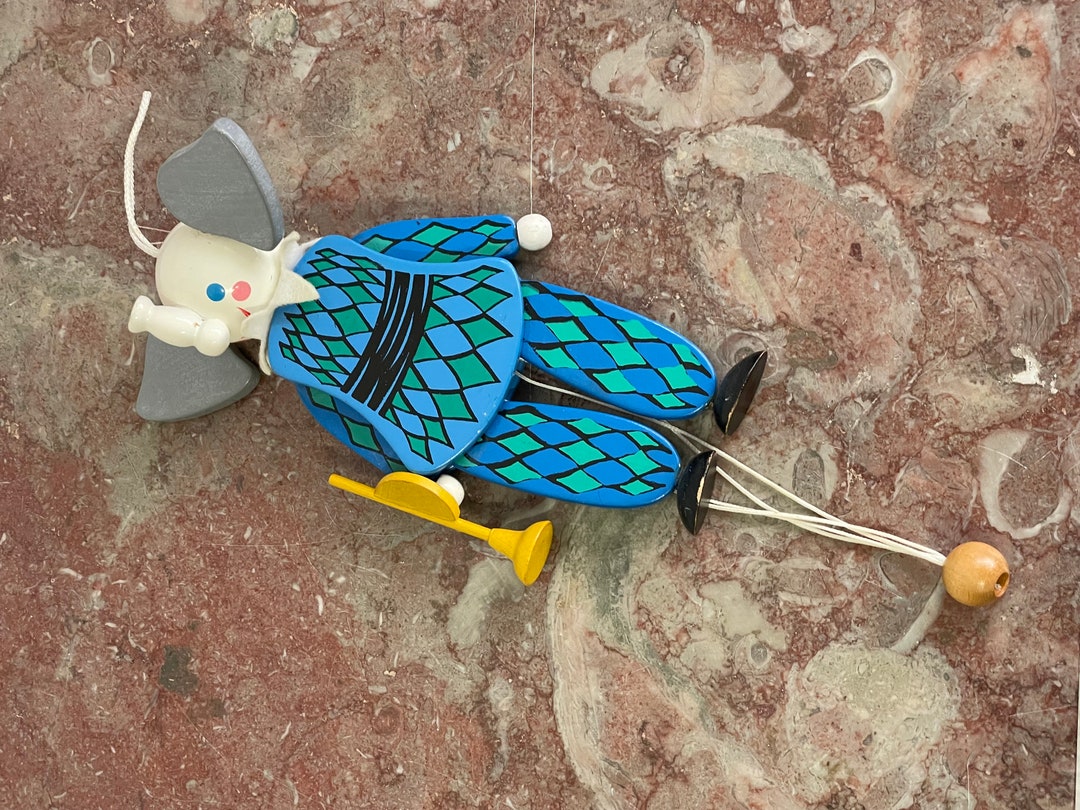 Elephant Puppet Jumping Jack. Wood. 20 Cm / 8 Inches High Measured ...