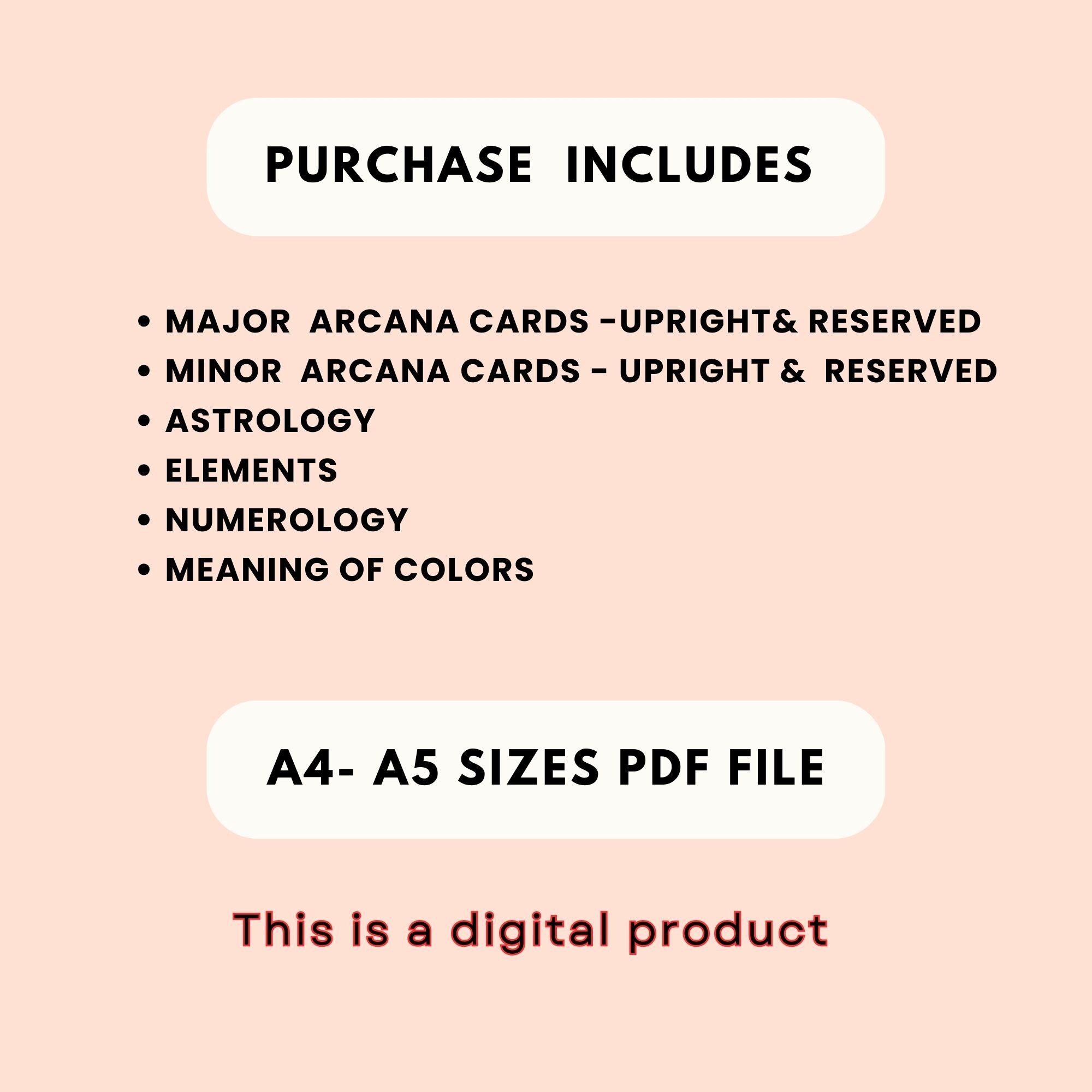 Tarot Keywords Cheat Sheets, for Beginner and Advanced, Digital Product ...