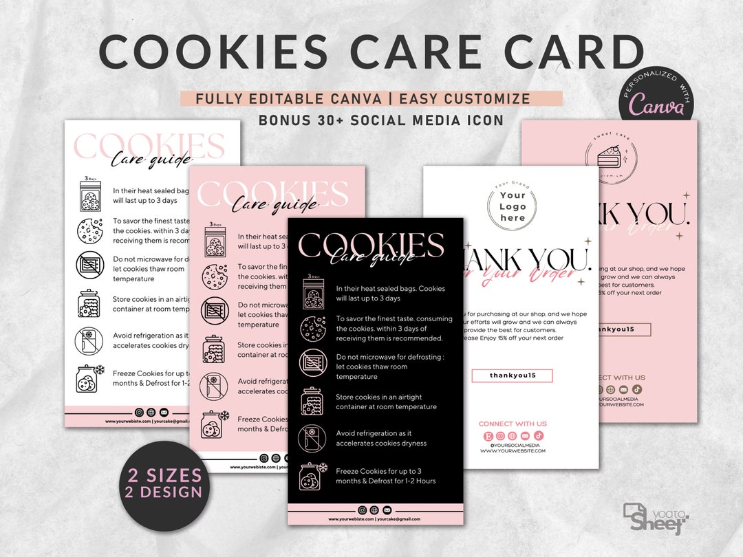 Cookie Care Card, Cookie Instructions, Cookie Package, Cake Care Cake ...