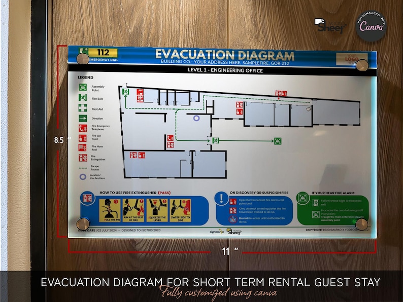 Airbnb Emergency Evacuation Plan, Editable Airbnb Signs, Fire Escape ...