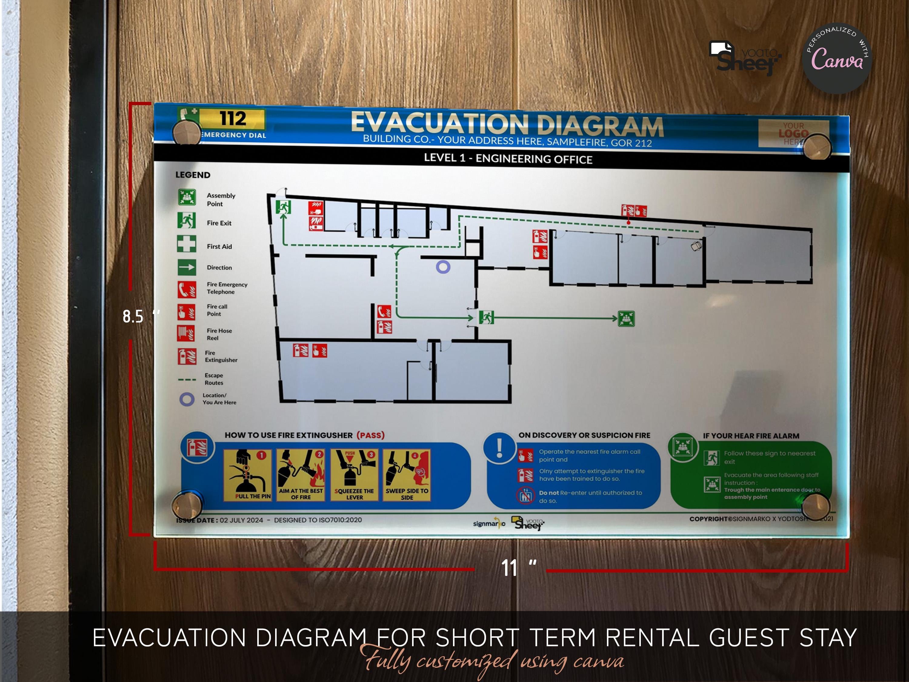 Airbnb Emergency Evacuation Plan, Editable Airbnb Signs, Fire Escape ...