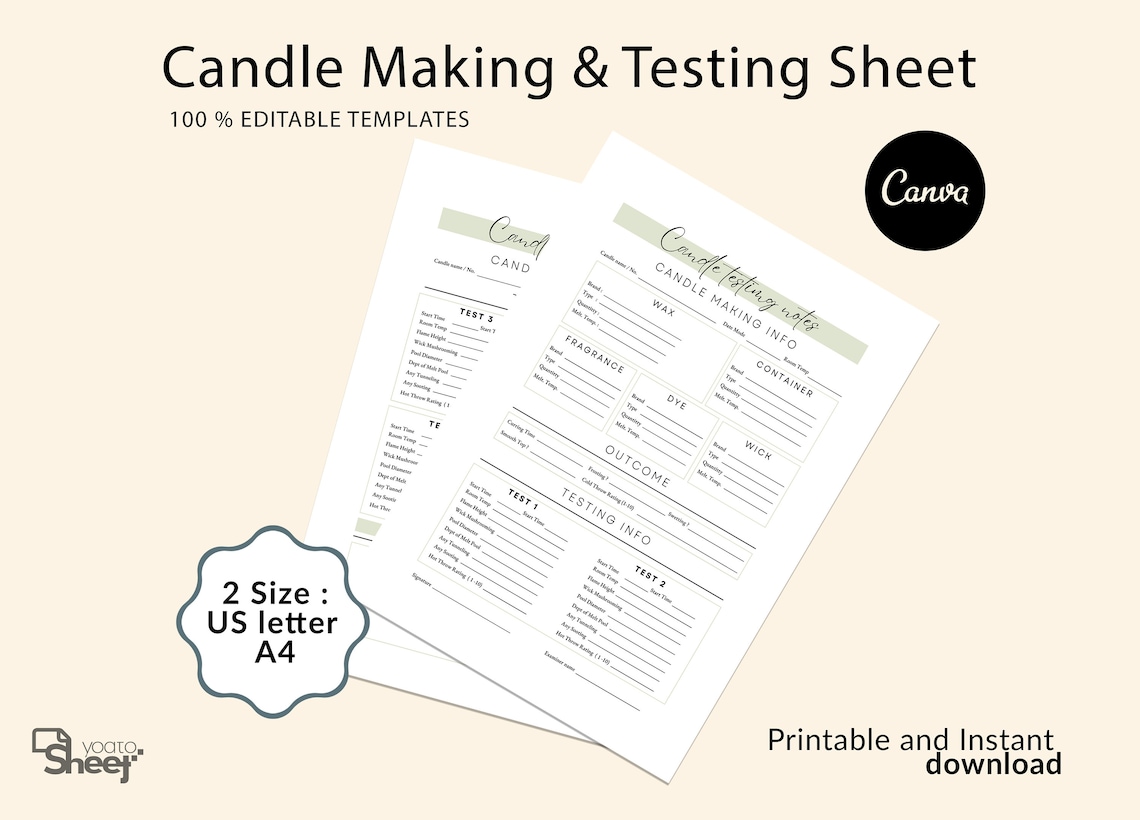 Candle Testing Template, Candle Making Testing Sheet, Printable Candle ...