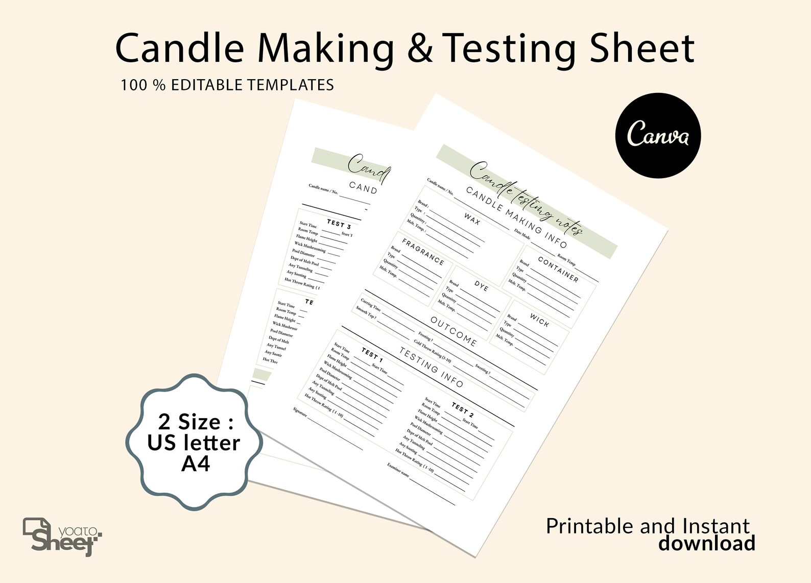 Candle Testing Template, Candle Making Testing Sheet, Printable Candle ...