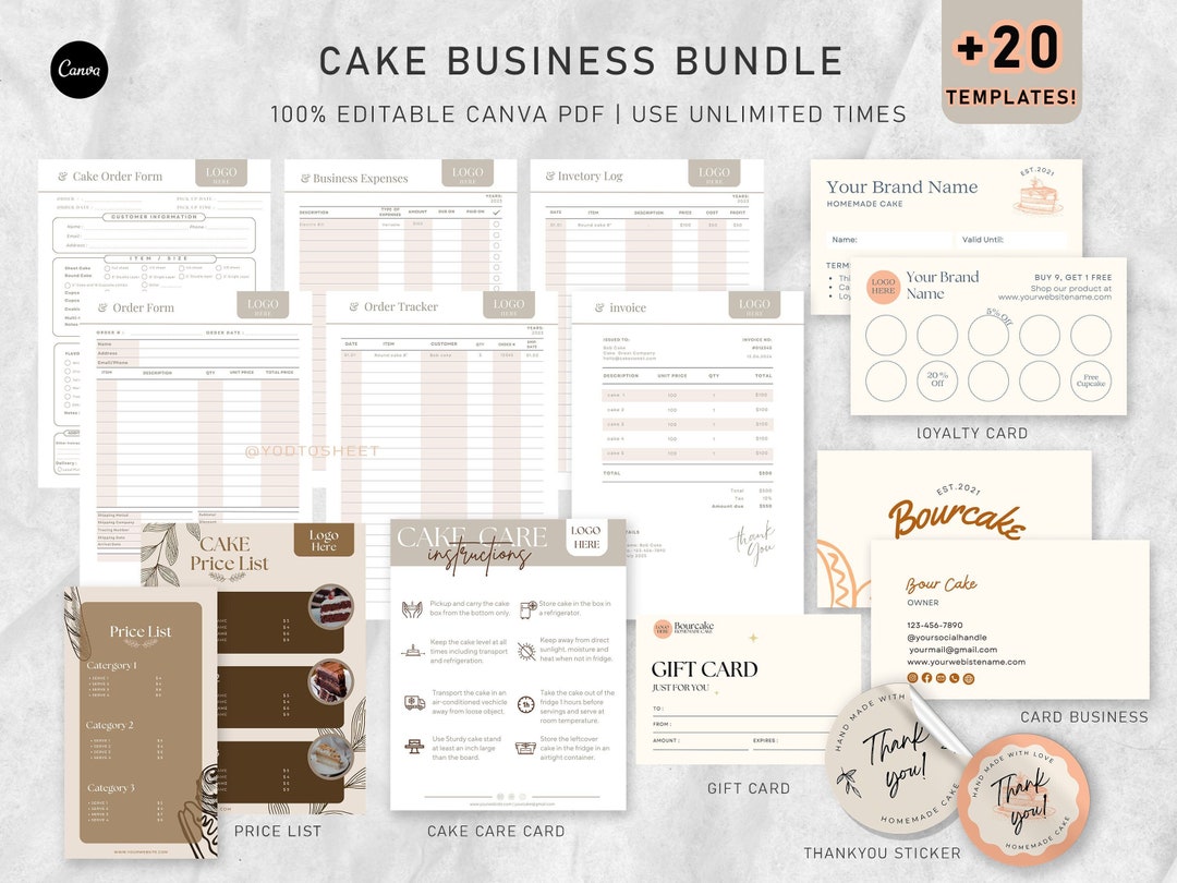 Cake Business Bundle, Cake Order Form, Order Form Bundle, Invoice Form ...