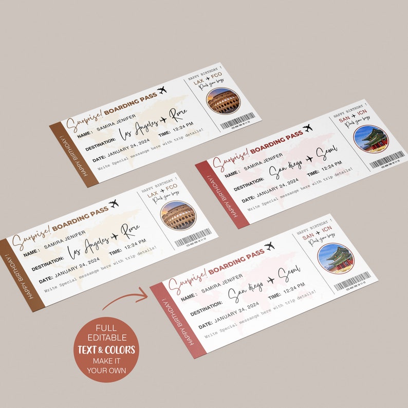 Canva Boarding Pass Template, Airplane Ticket Gift Card, Printable ...