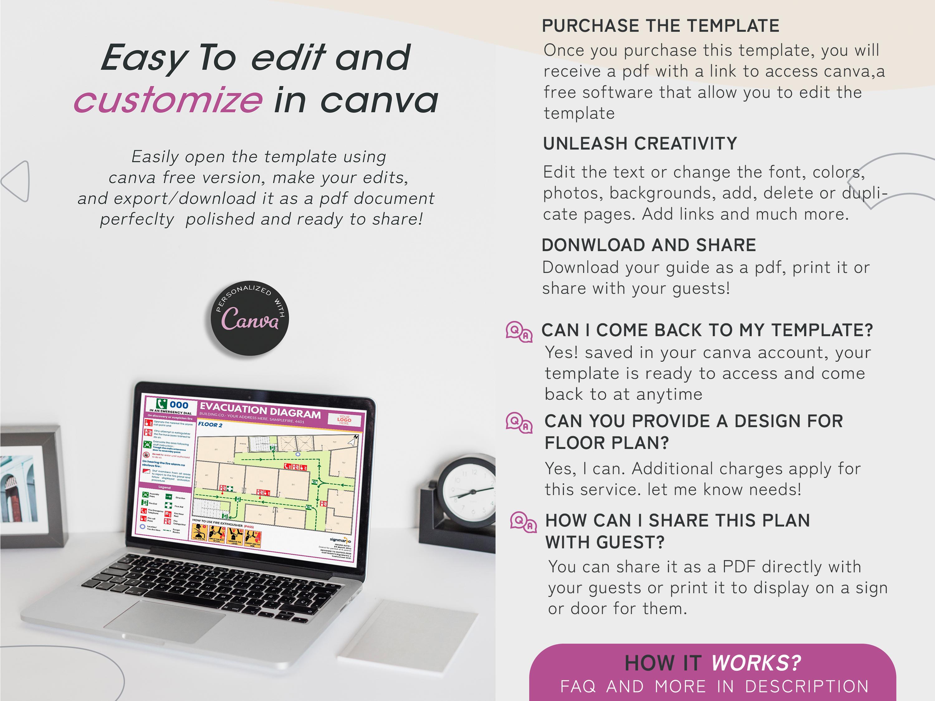 Airbnb Emergency Evacuation Plan, Editable Airbnb Signs, Fire Escape ...