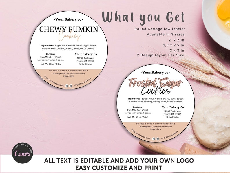 Editable Cottage Law Label Template, Food Label Sticker, Cottage Food ...