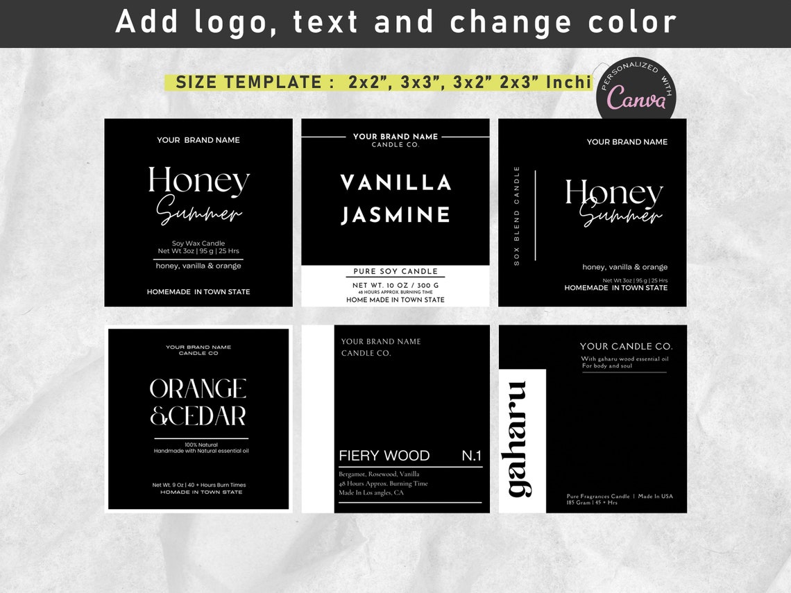 Editable Candle Label Bundle Template, Candle Label Sticker, Candle ...